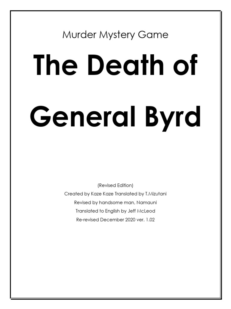 The Death of General Byrd Revised - GM-less Rule Book | PDF