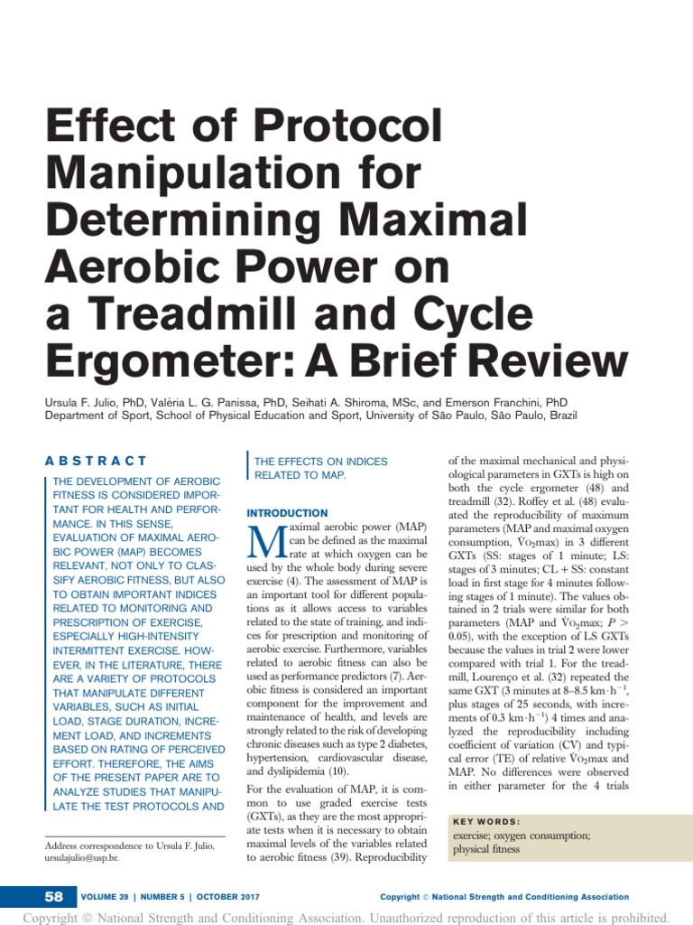 VO2max-Effect of Protocol Manipulation for Determining Maximal Aerobic Power on a Treadmill and ...