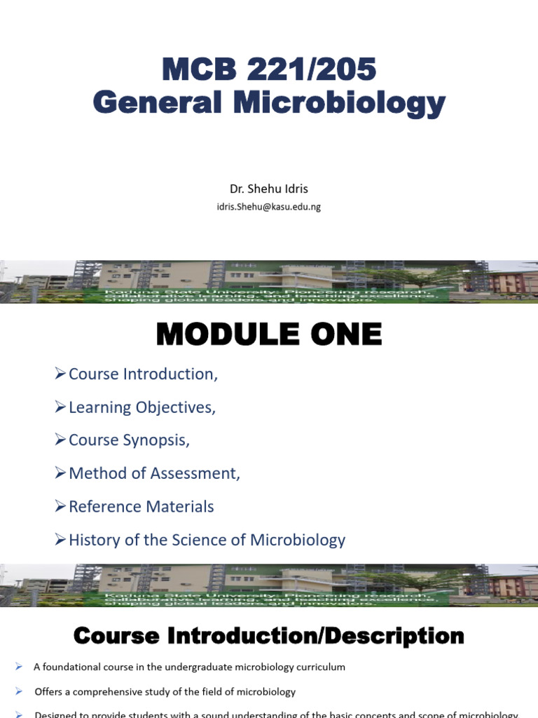 Module One - MCB 205 - 221 Lecture Slides | PDF | Microorganism | Microbiology
