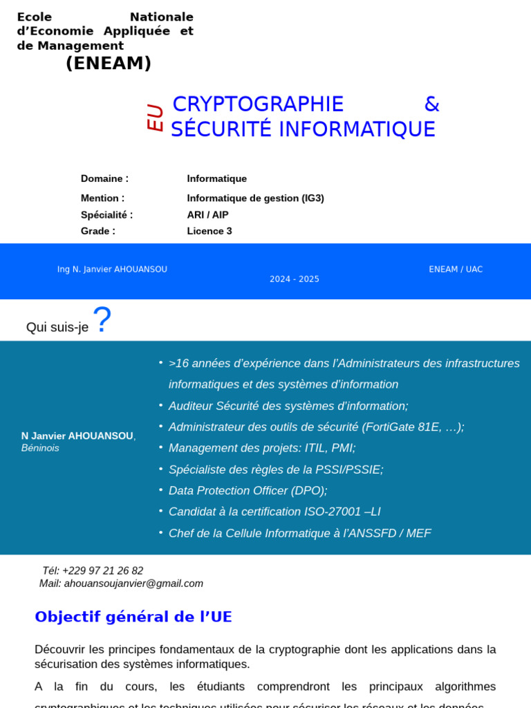 Cours - IG2 - ASI - L3 - Cryptographie Et Securité Informatique - v3 | PDF | Public-key ...