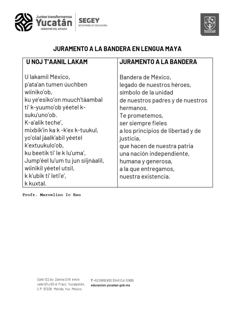 Juramento A La Bandera en Maya | PDF