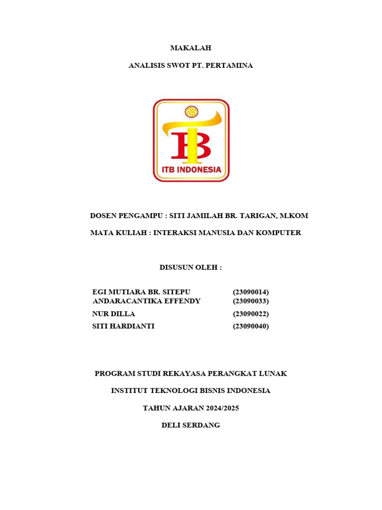Makalah Analisis Swot PT - Pertamina | PDF