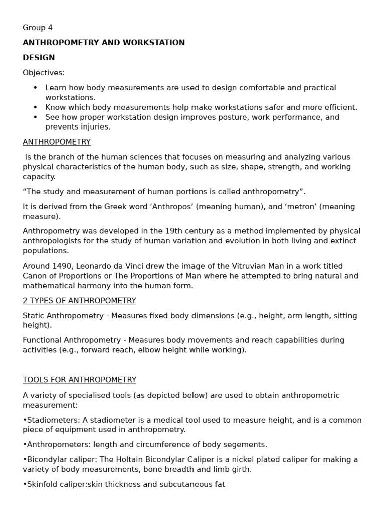 Ergonomic Workstation Design Guide | PDF | Anthropometry | Chair