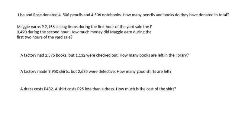 Math Problem Solving Addition and Subtraction | PDF