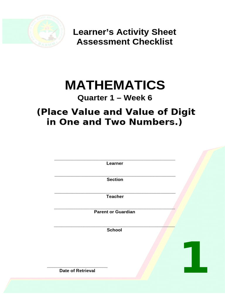 Mathematics: Learner's Activity Sheet Assessment Checklist | PDF