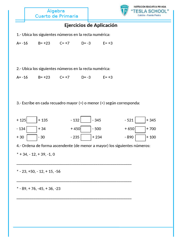 Ejercicios de Álgebra para Primaria | PDF