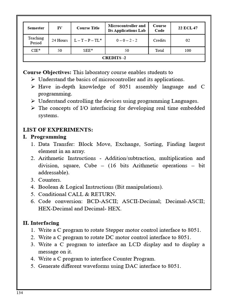 microcontroller lab syllabus | PDF | Binary Coded Decimal | Bit