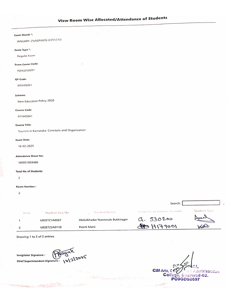 BA-5TH - Tourism in Karnataka - 015HIS061 - 10-2-25 | PDF