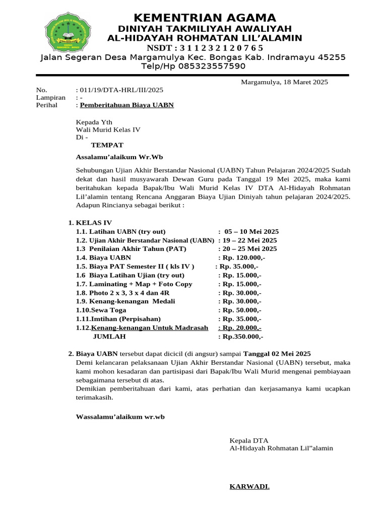 Surat Pemberitahuan Uam | PDF