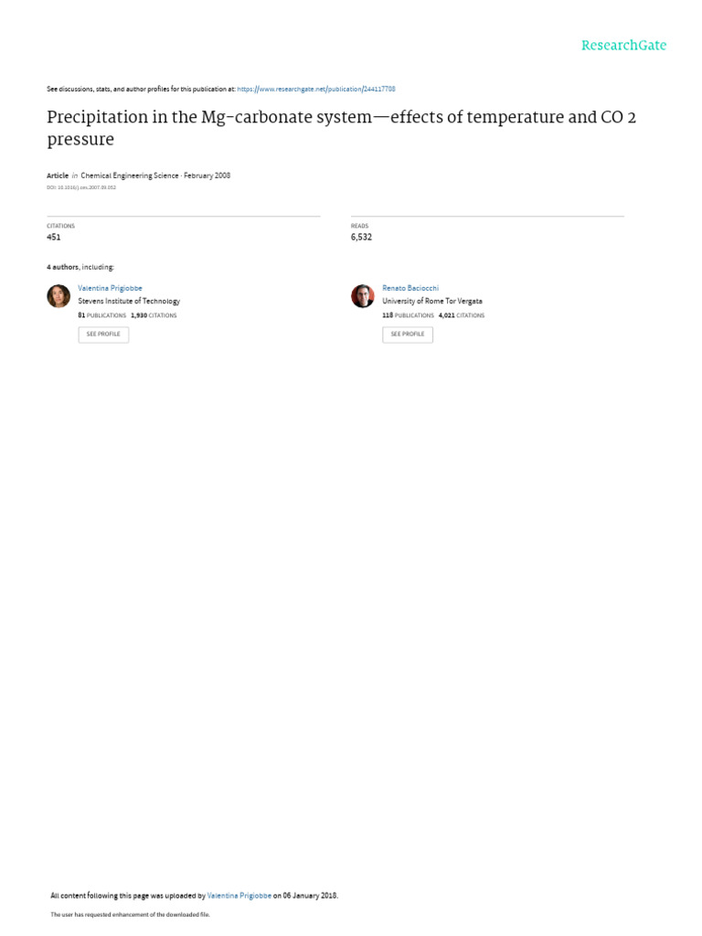 MG CO3 Precipitation 2008 | PDF | Magnesium | Carbon Dioxide