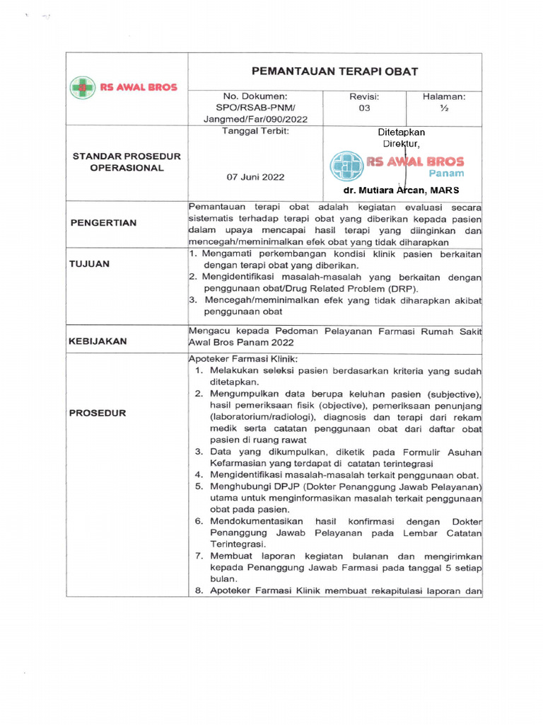 6_2022_ SPO Pemantauan Terapi Obat | PDF