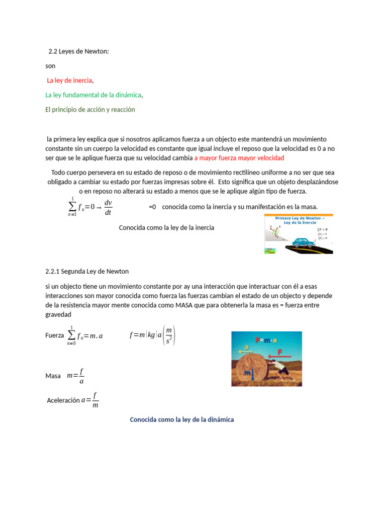 Leyes de Newton y Principios de Inercia | PDF | Fuerza | Las leyes del ...