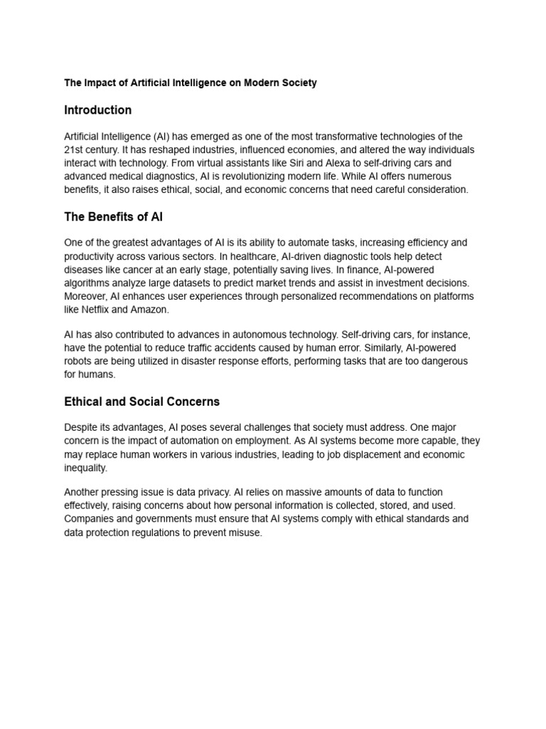 AI's Transformative Impact on Society | PDF
