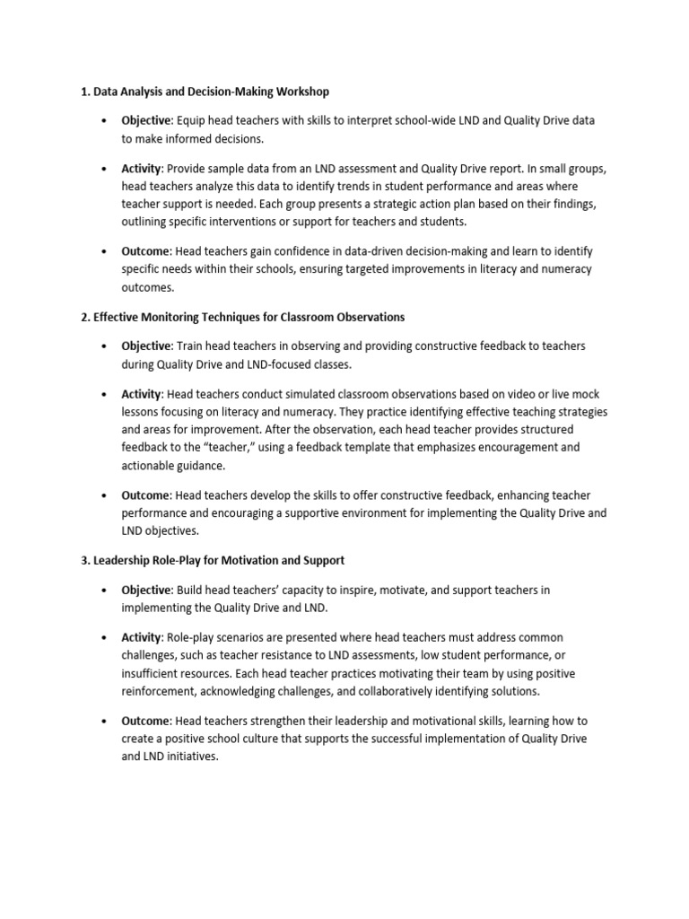Head Teachers' Workshop on Data-Driven Leadership | PDF | Teachers | Goal
