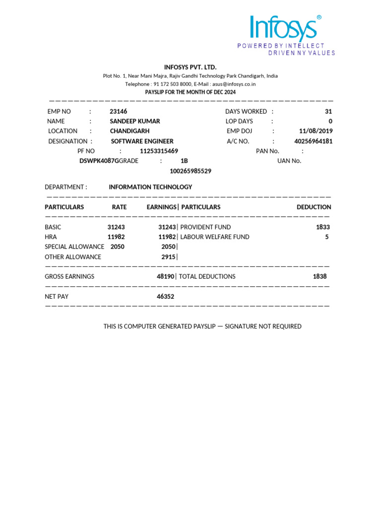 NOV Salary Slip | PDF