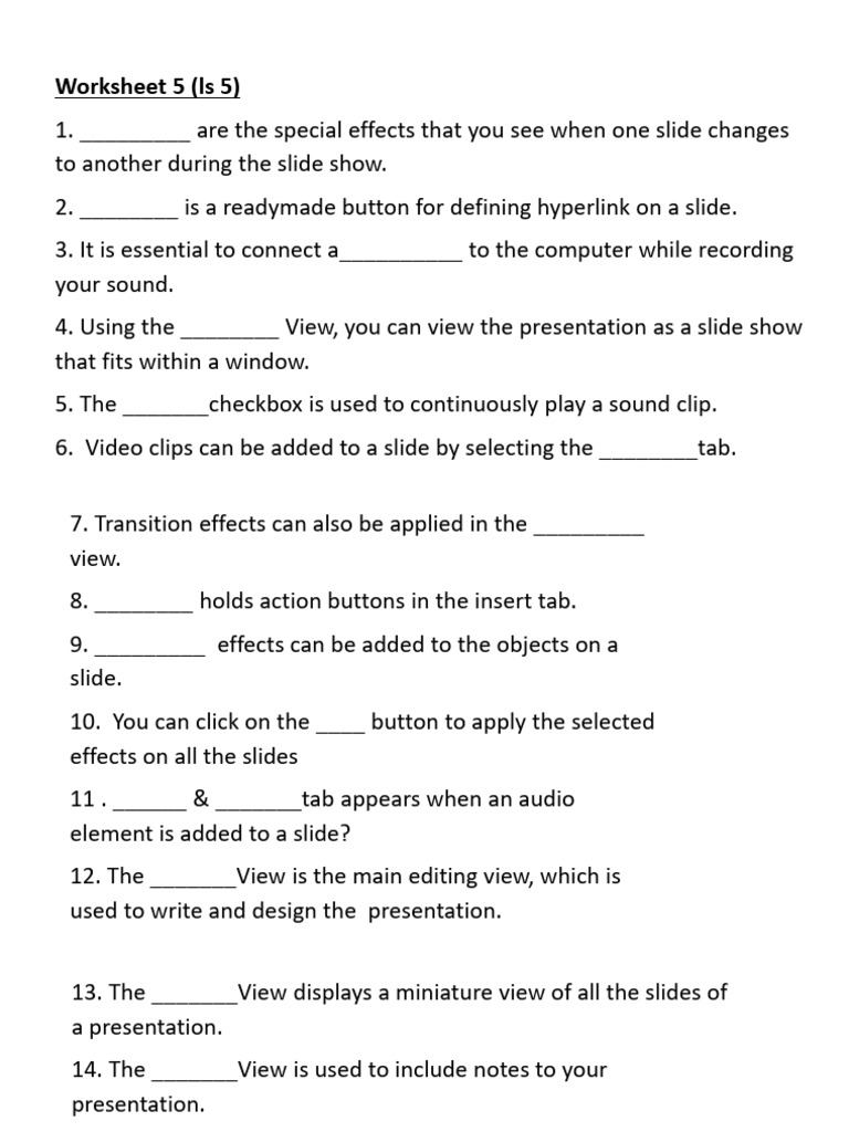 Worksheet 5 | PDF
