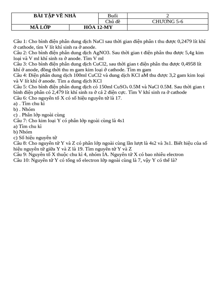 BTVN-HÓA12-M-B1 | PDF