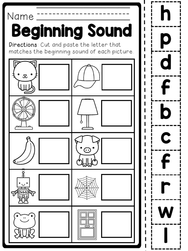 Beginning Sounds Cut and Paste Worksheet | PDF
