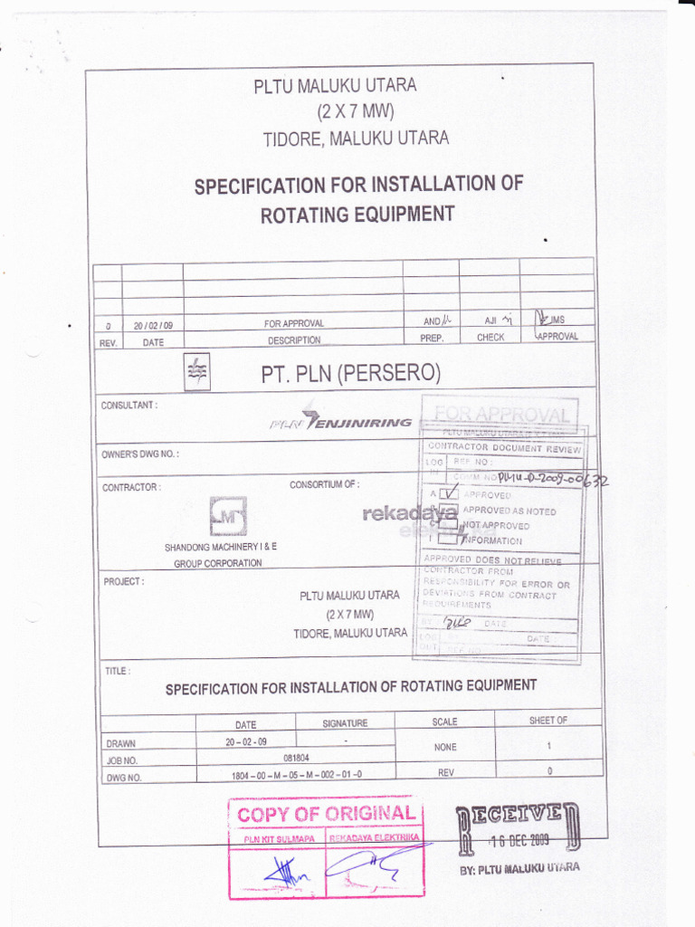 Rotating Equipment Installation Specs | PDF