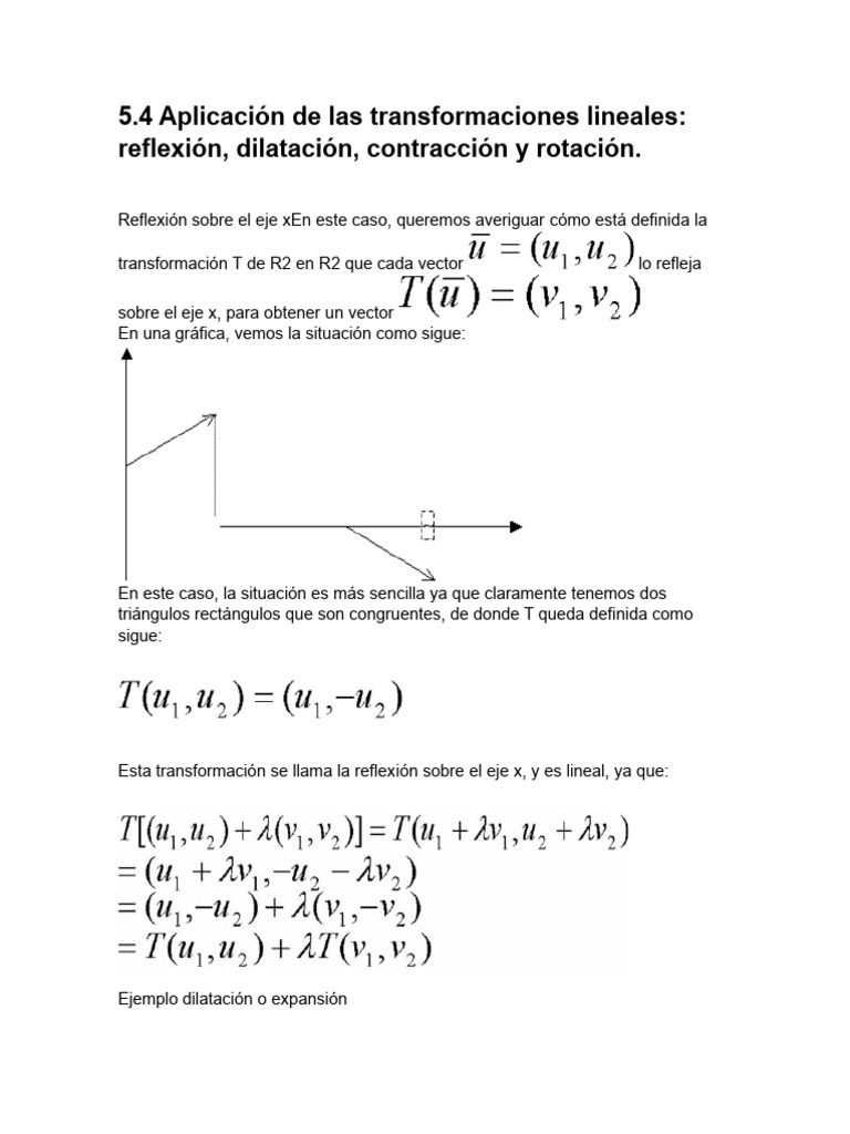 54 Aplicacion de Las Transformaciones Lineales Reflexion Dilatacion Contraccion y Rotacion | PDF