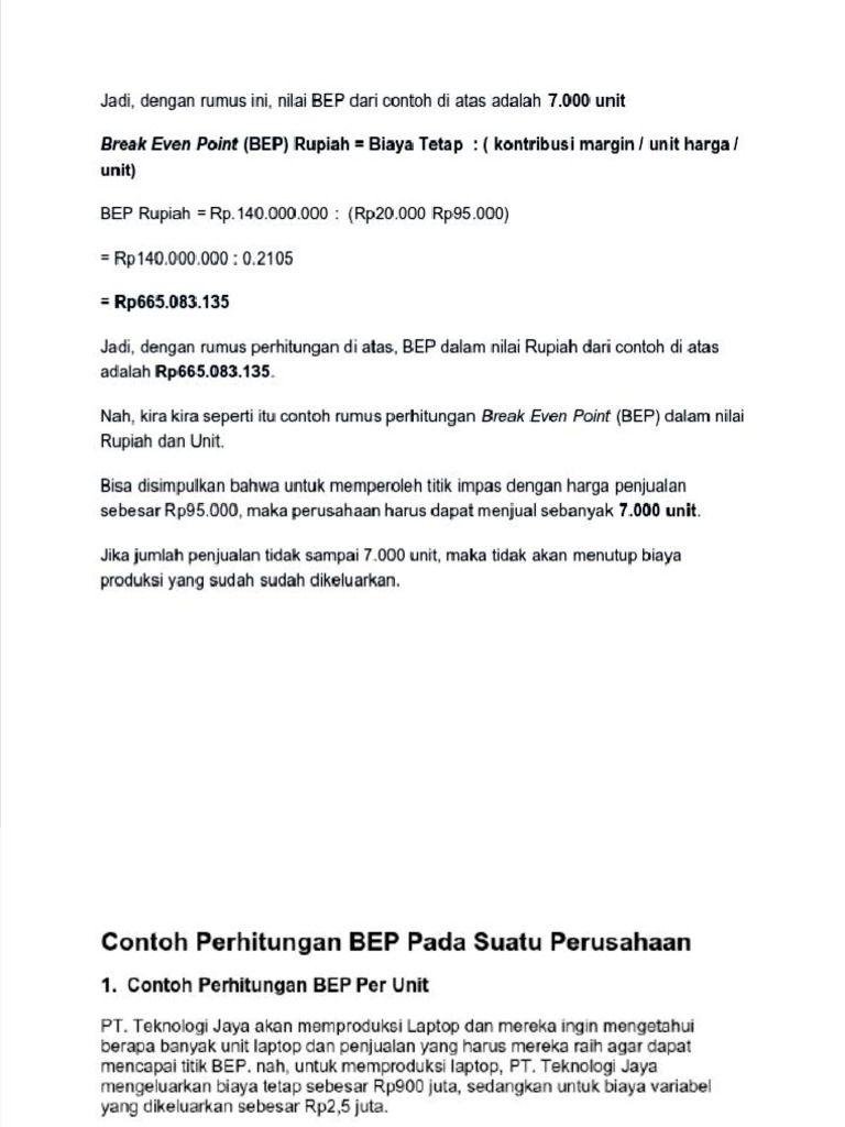 Contoh Soal BEP | PDF