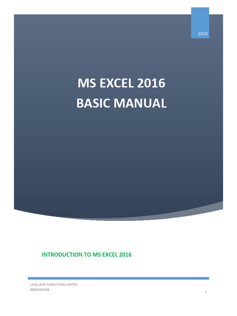 Excel 2016 Introduction (BASIC LEVEL) | PDF | Microsoft Excel | Computing