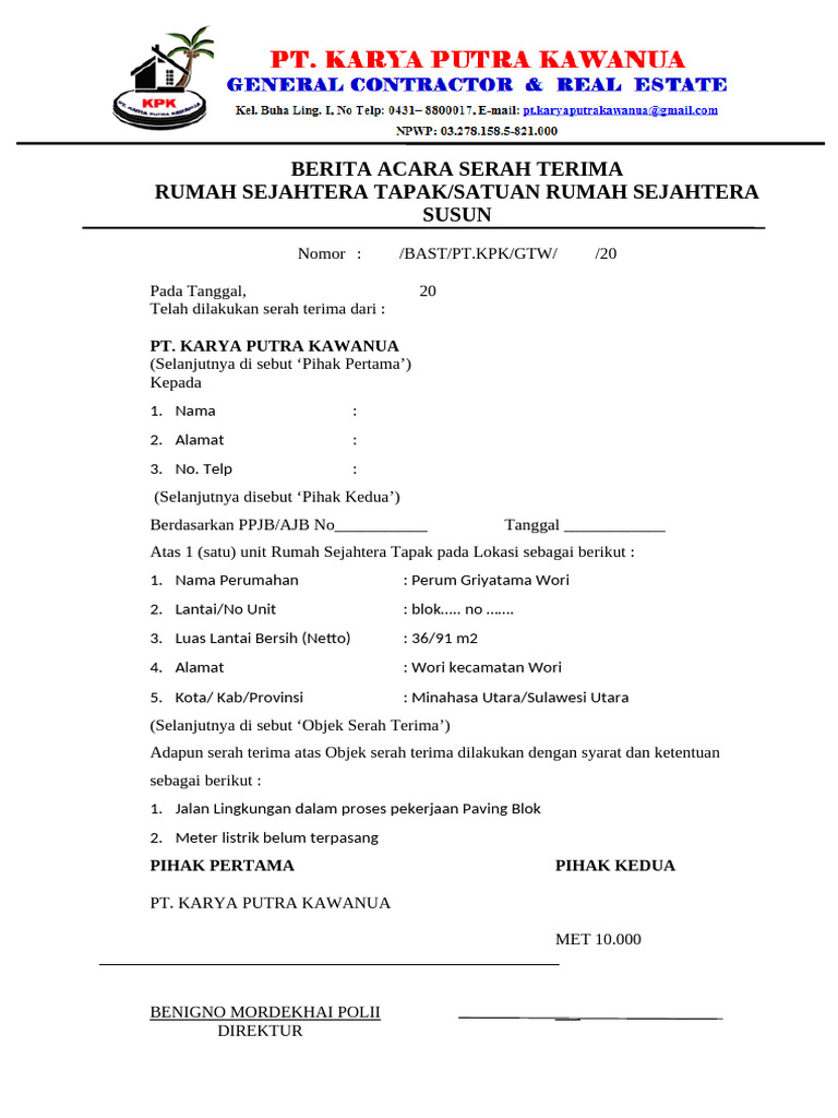 Surat Pernyataan PBG Dan Bast | PDF