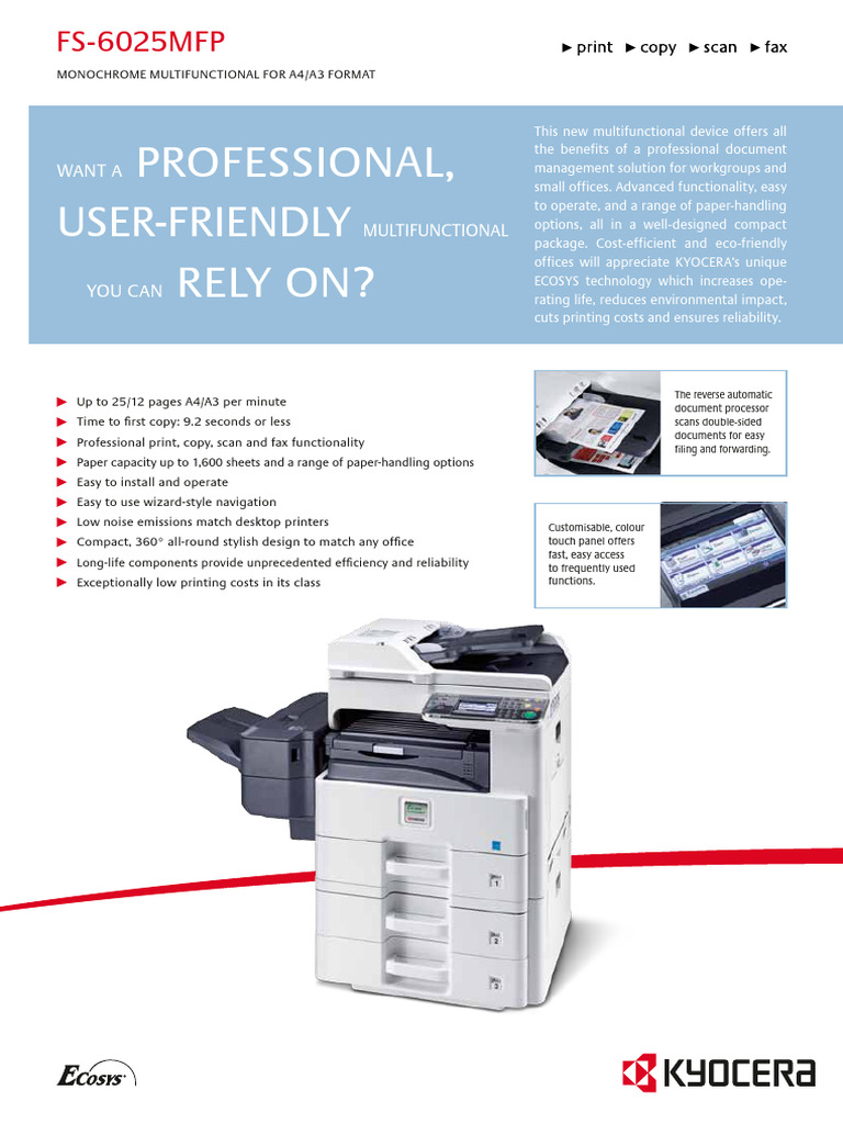 Brochure FS-6025MFP | PDF | Printer (Computing) | Image Scanner