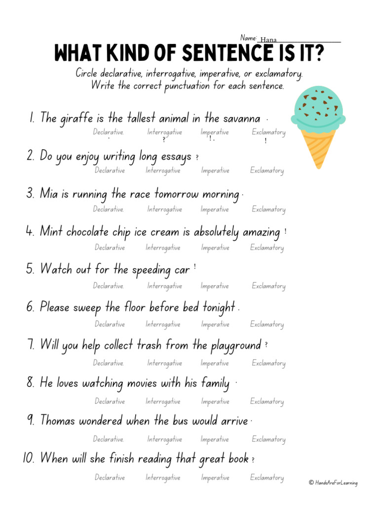 Sentence Types and Punctuation Guide | PDF