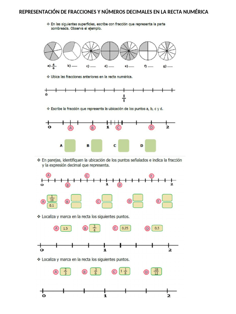 Representación de Fracciones y Números Decimales en La Recta Numérica | PDF