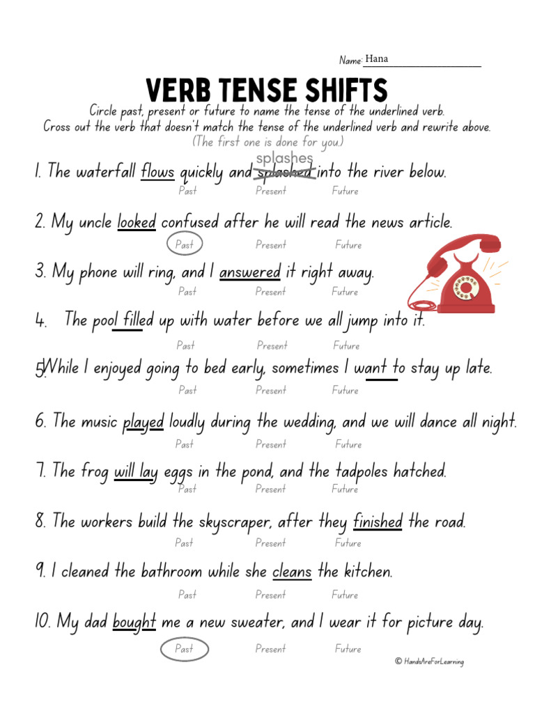 56 Grade Grammar Verb Tense Shifts - Appropriate Shifts in Verb Tense ...