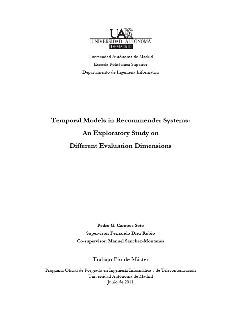 Temporal Model in Recommender Systems - An Exploratory Study On Different Evaluation Dimensions ...