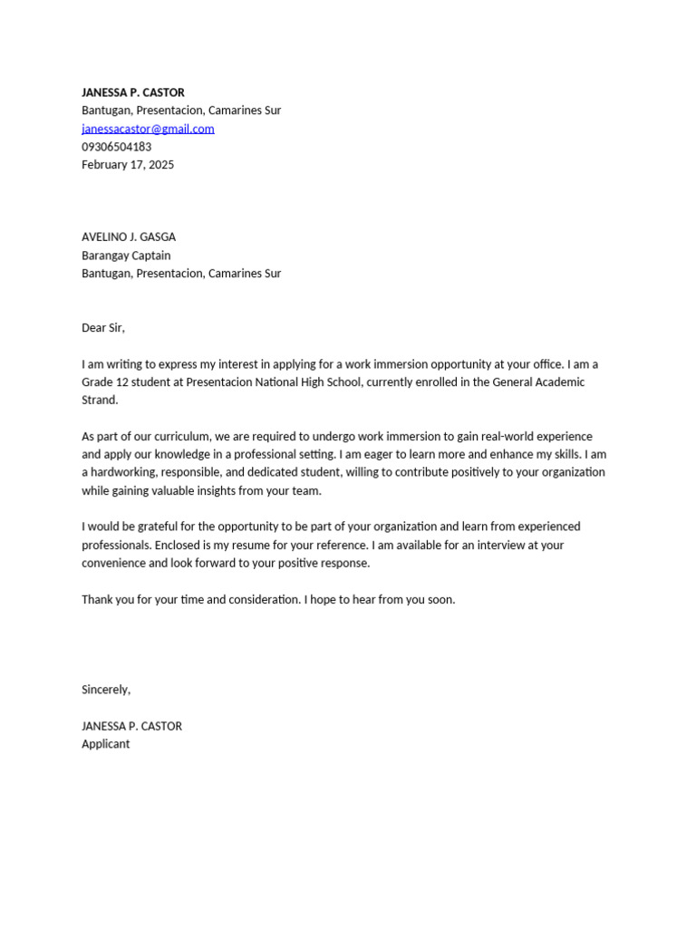 Application Letter | PDF