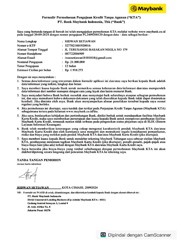 Form Kta Maybank | PDF