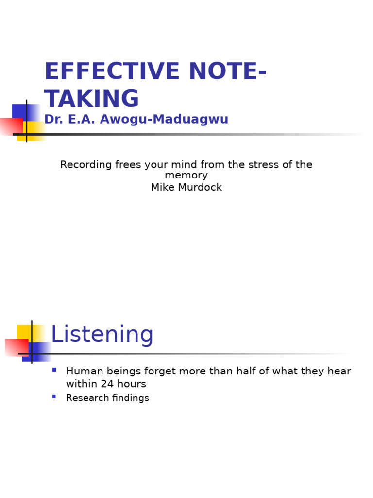 GST 111 Slides Effective Note-Taking | PDF | Latin | Lecture