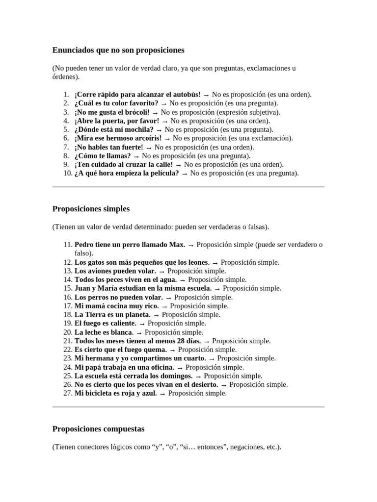 RESPUESTAS PARA 2DO Identificación de Enunciados y Proposiciones | PDF | Proposición | Lógica