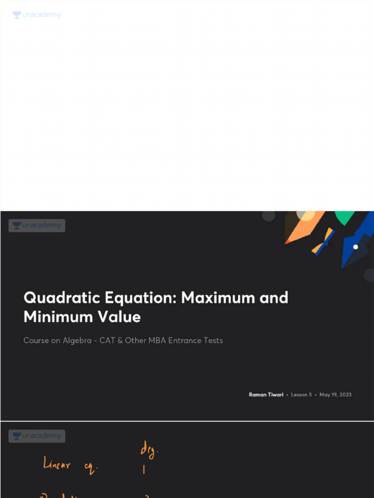 Quadratic Equation Maximum and Minimum Value With Anno | PDF