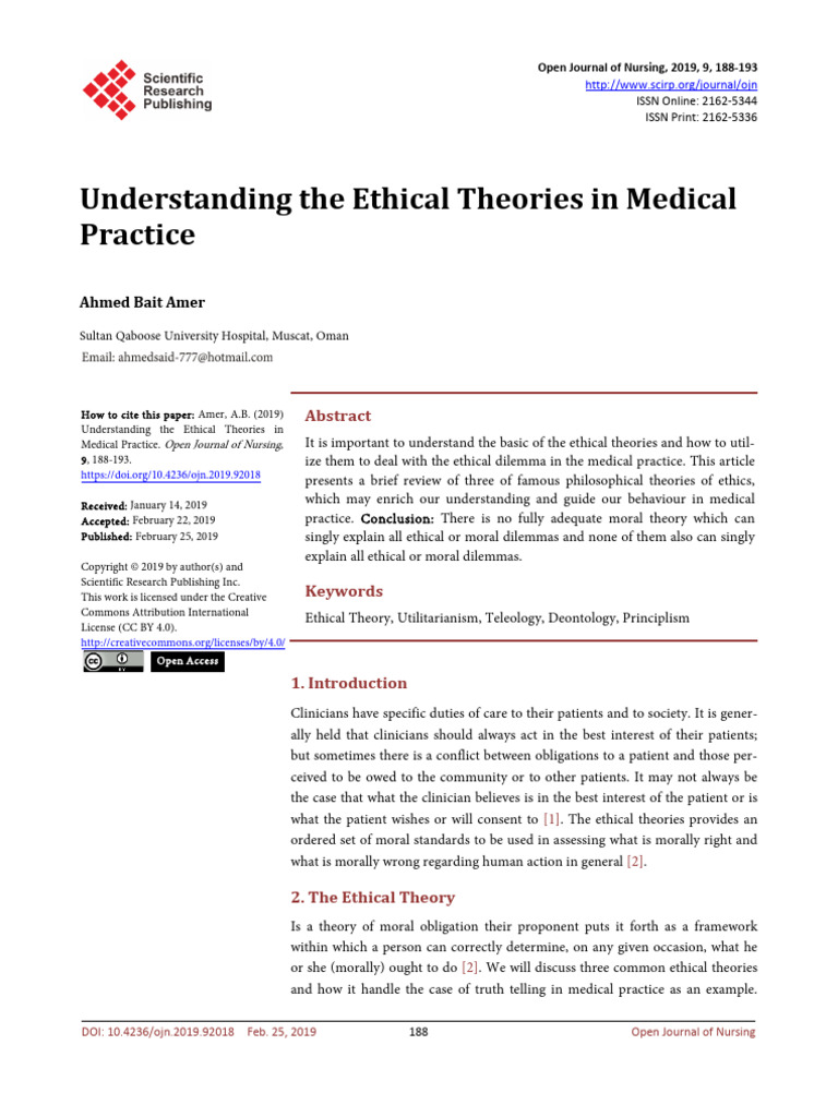 Understanding The Ethical Theories in Medical | PDF | Utilitarianism | Applied Philosophy