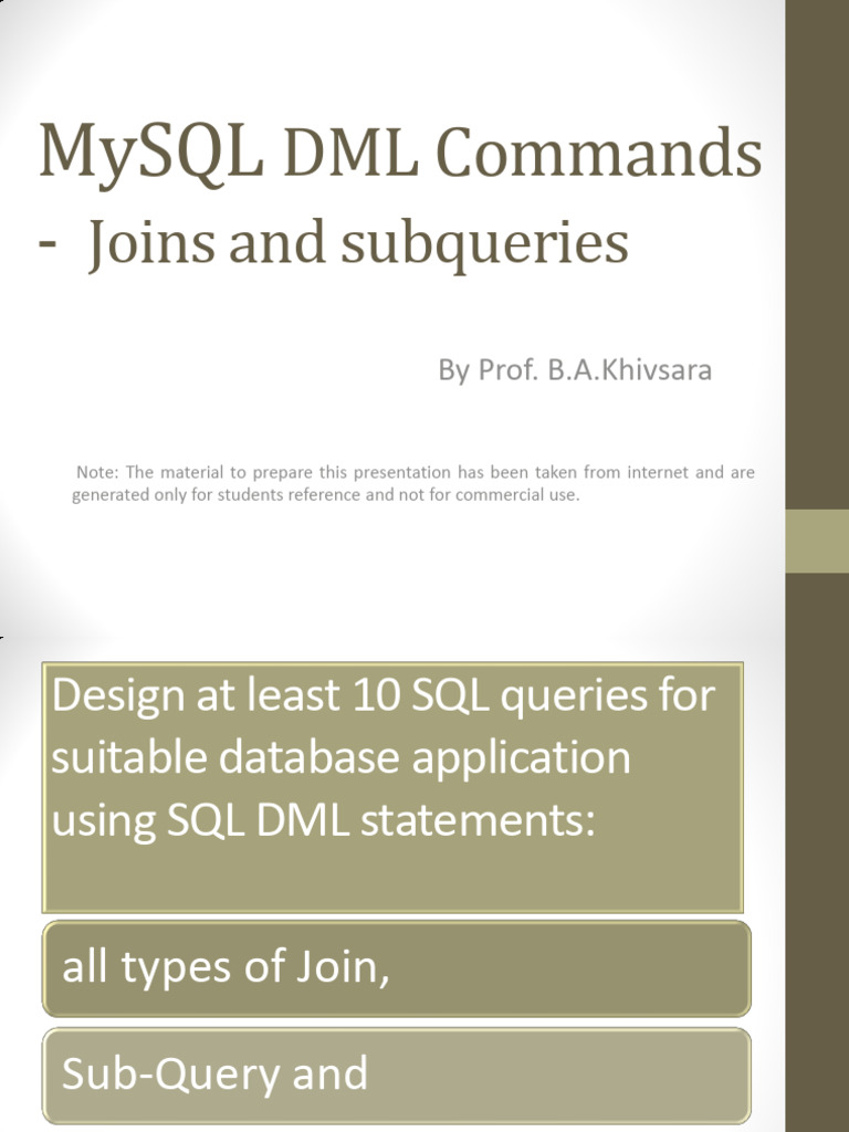 Mysql Joins and Subqueries Examples | PDF | Information Retrieval | Sql