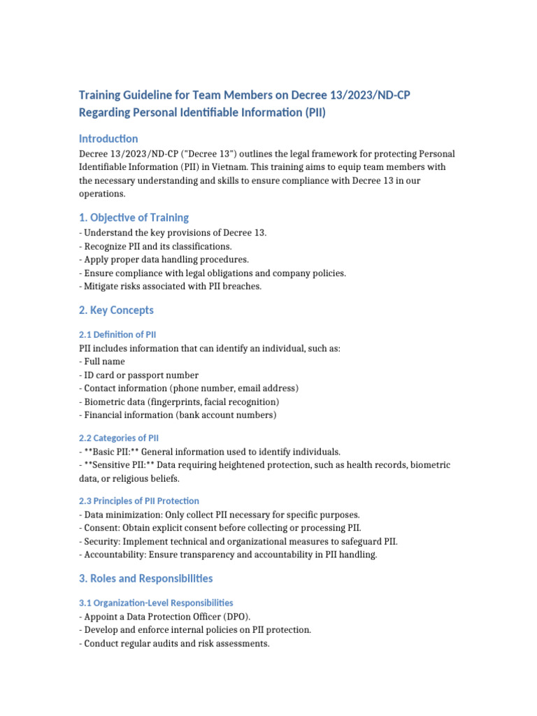 Decree_13_PII_Training_Guideline | PDF | Biometrics | Computer Security