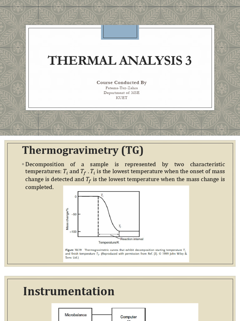 Thermogravimetry Analysis Overview | PDF