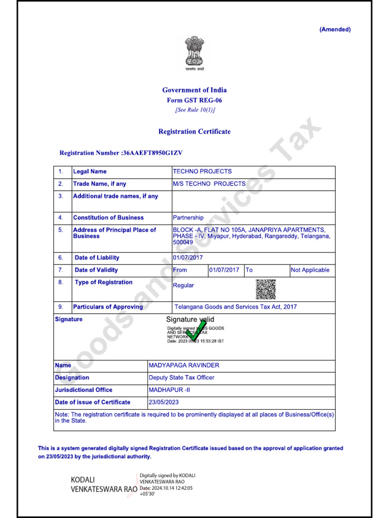 TS GST Registration Certificate | PDF