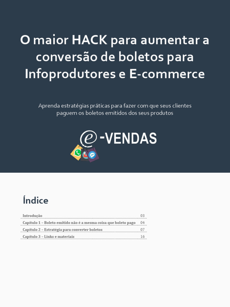 e-book - Hack para aumentar a taxa de conversão de boletos | PDF | Mercado (economia) | E-commerce
