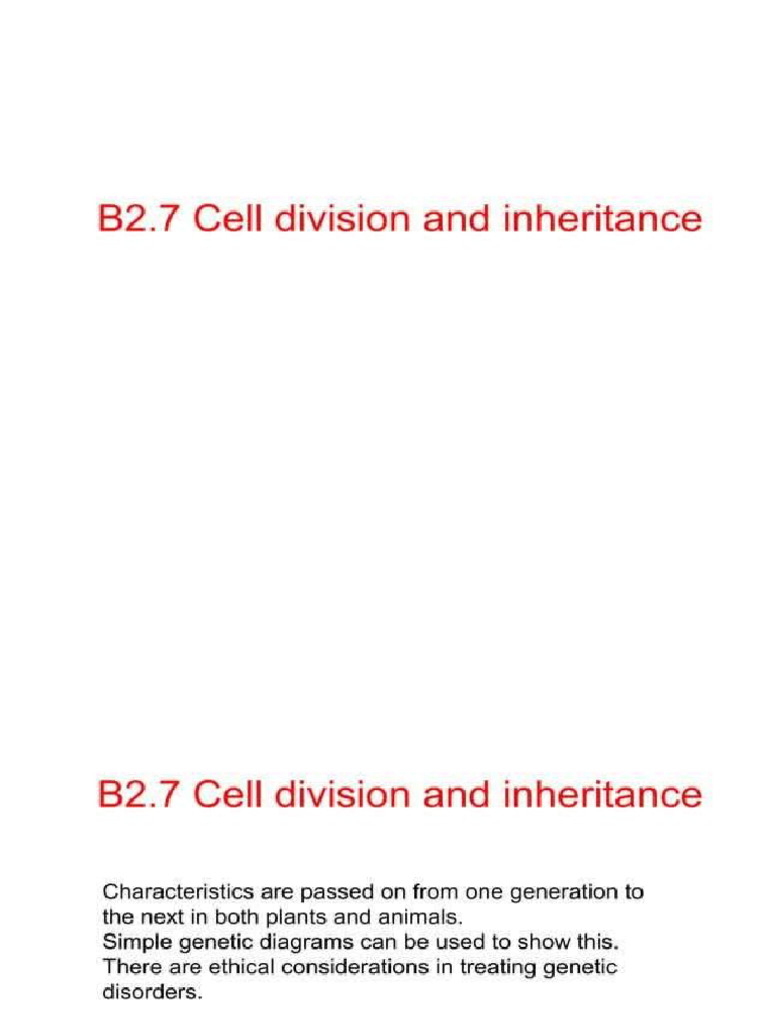 Cell Division and Inheritance - 2 | PDF