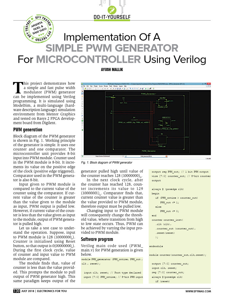 Diyjuly 18pwm Generator For Microcontroller Pdf Field Programmable Gate Array Computer