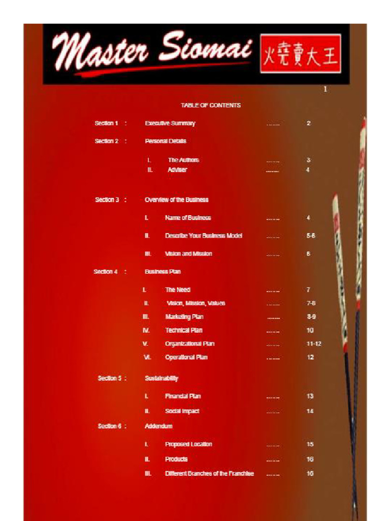 Business Plan Master Siomai | PDF