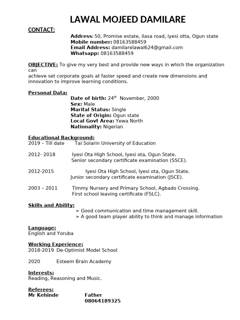 Lawal Mojeed Damilare | PDF