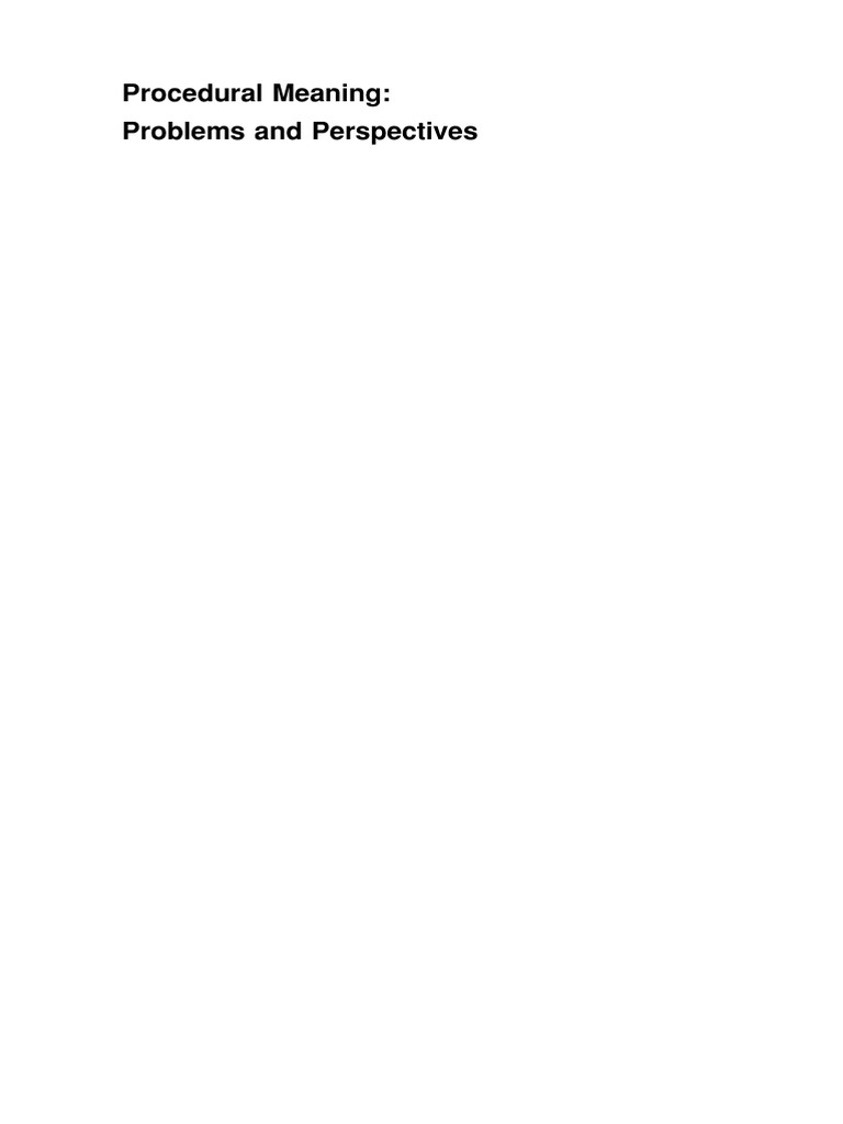 Procedural Meaning Problems and Perspectives | PDF | Semantics | Concept