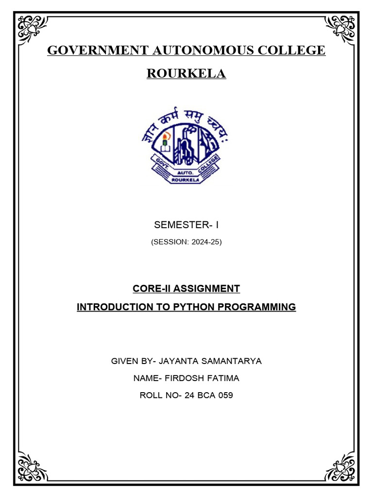 Firdosh Python Front Page 2 | PDF
