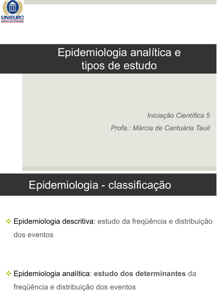 Tipos de Estudos em Epidemiologia Analítica | PDF | Fator de risco ...